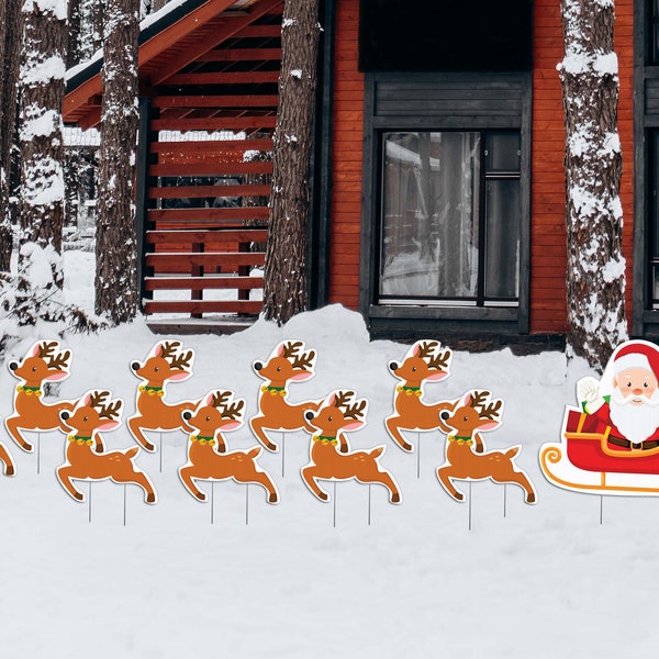 Vintage Outdoor Santa and Reindeer Decoration - Etsy