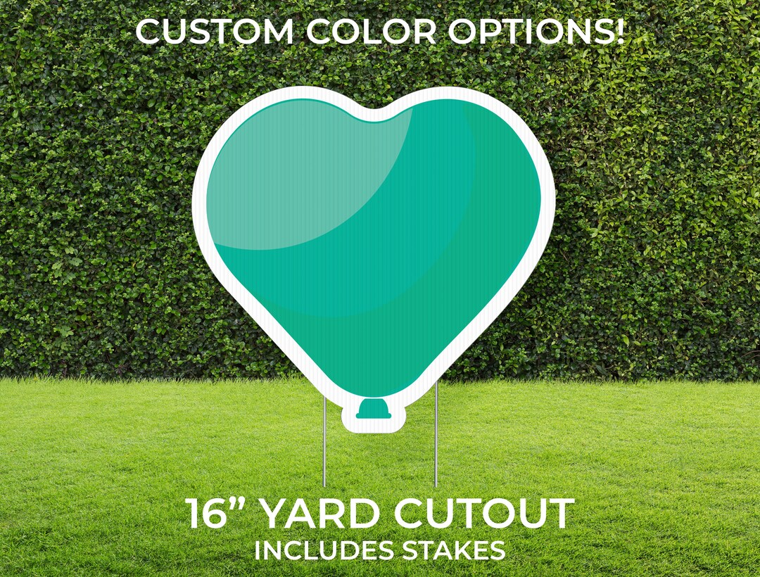 Heart Balloon Yard Sign Cutout | Custom Yard Décor | Lawn Sign ...