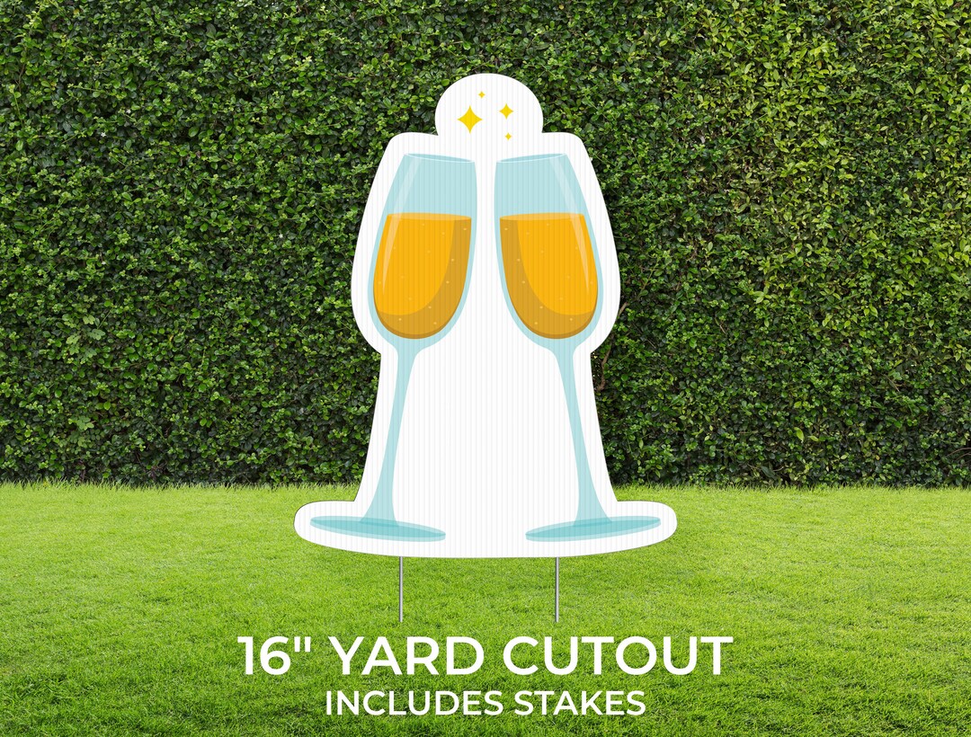 Elegant Champagne Clink Yard Sign for Birthday Celebrations - Outdoor ...