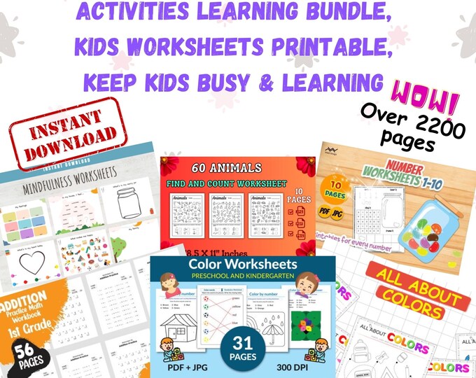 Pre-k Kindergarten 1st Grade Summer Mega Activities Learning Bundle ...