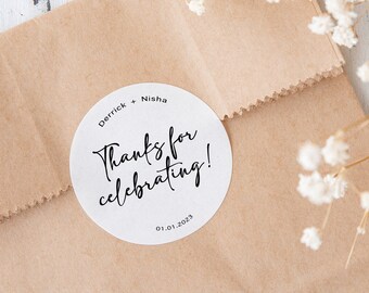 Modern Block Wedding Welcome Labels Round White Matte Stickers Hotel ...