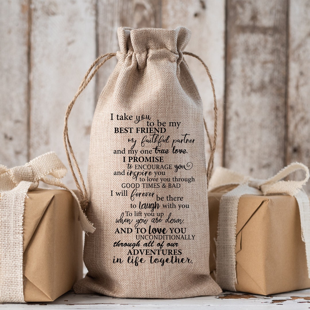 Wine Bottle Gift Bag Custom Wine Bag Bridal Gift Wine - Etsy