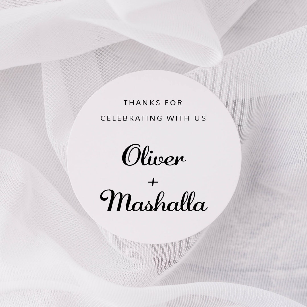 Wedding Thank You Labels, Round White Matte Stickers, Wedding Hotel Bag ...