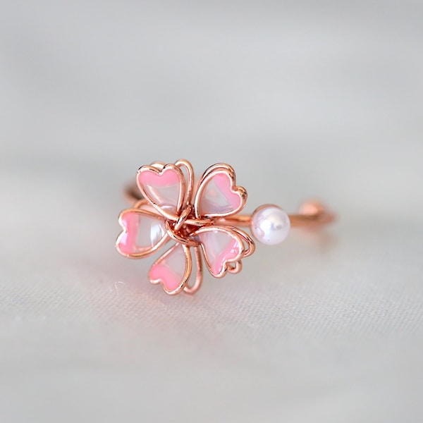 Pink Flower Ring - Etsy
