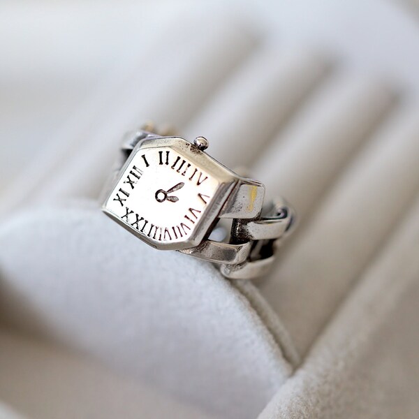 Silver Ring Watch - Etsy