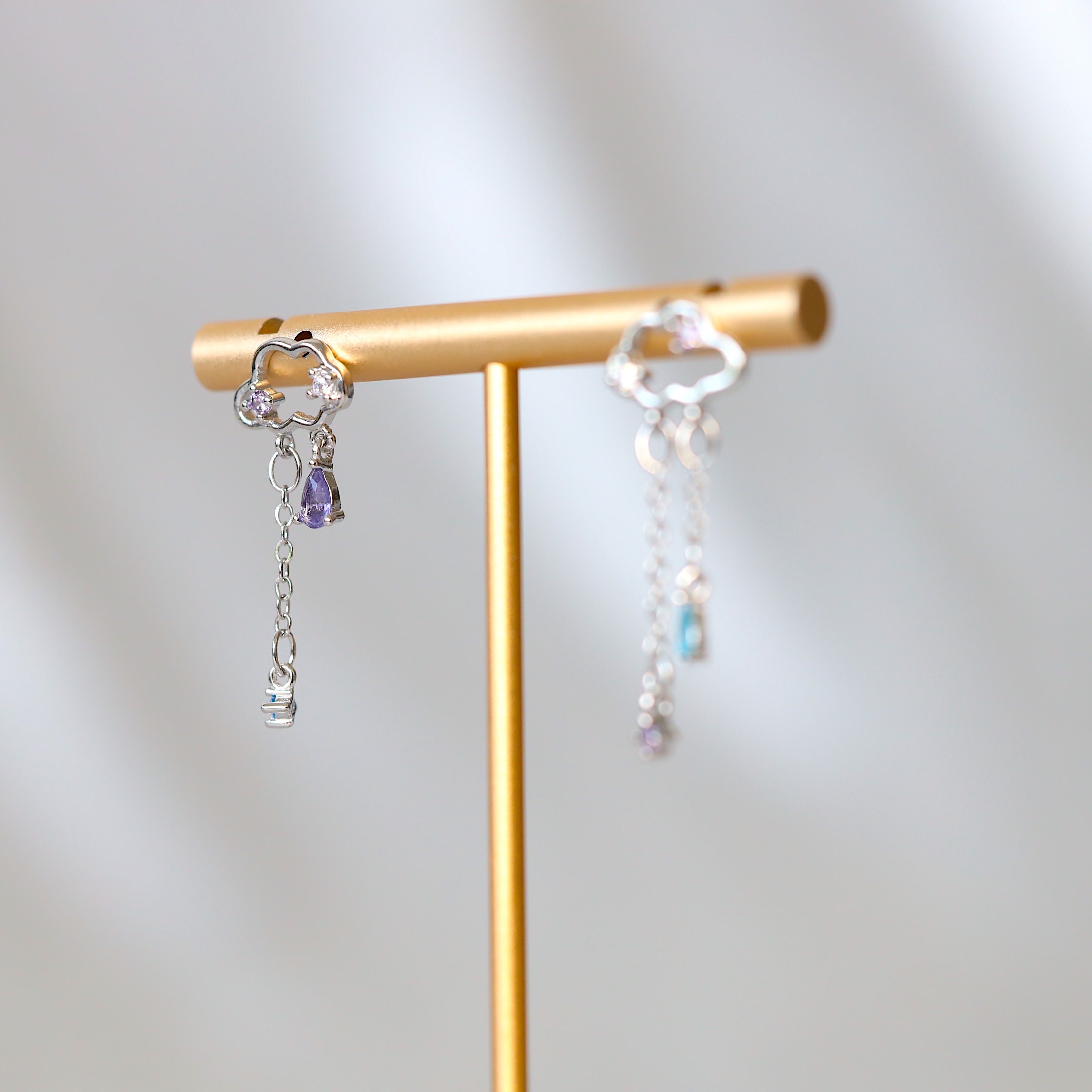 Cloud Earrings, Rainy Earrings, Raindrop Stud Earring, Rain Earrings ...