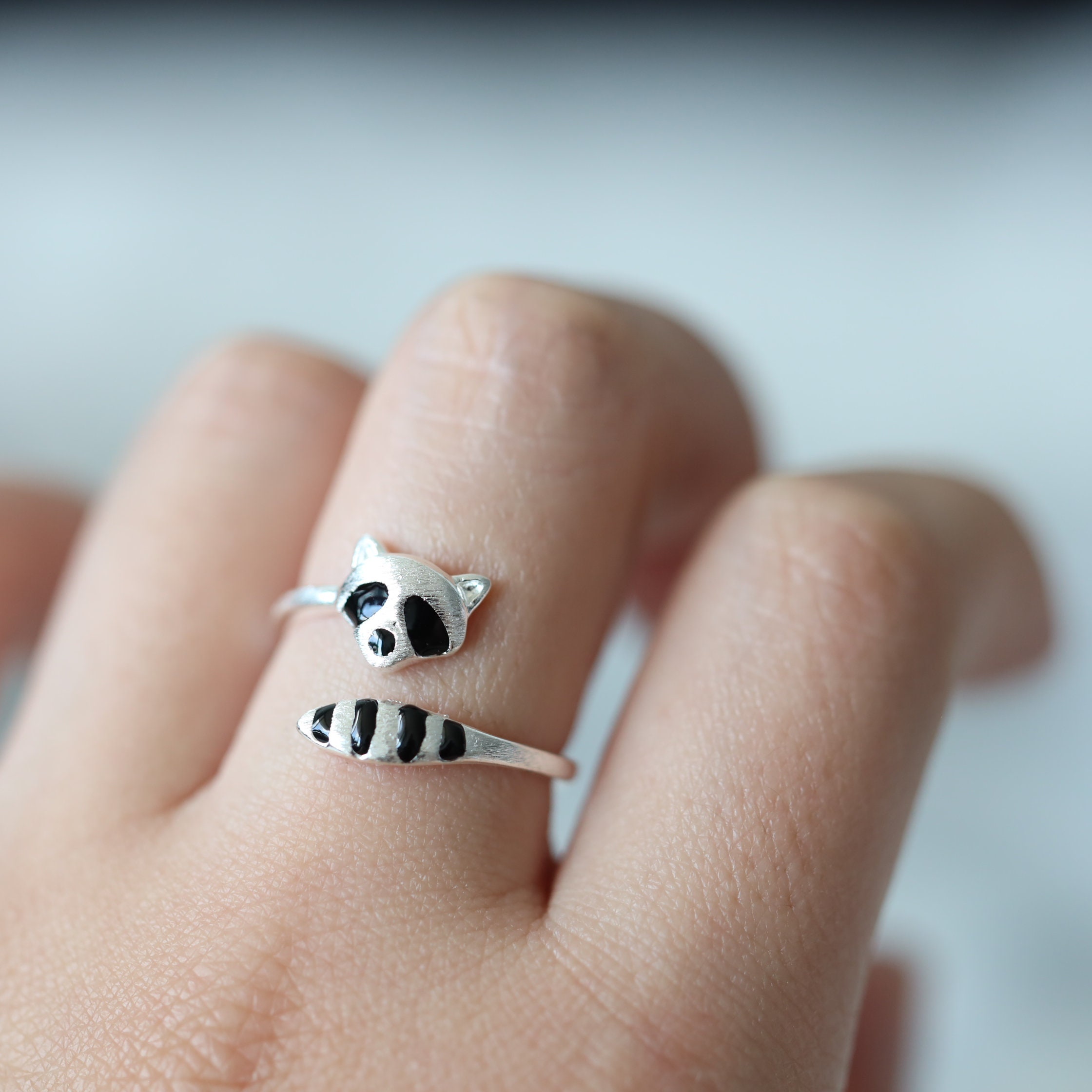 Raccoon Ring, Silver Animal Ring, Spirit Ring, Cute Ring, Creative ...