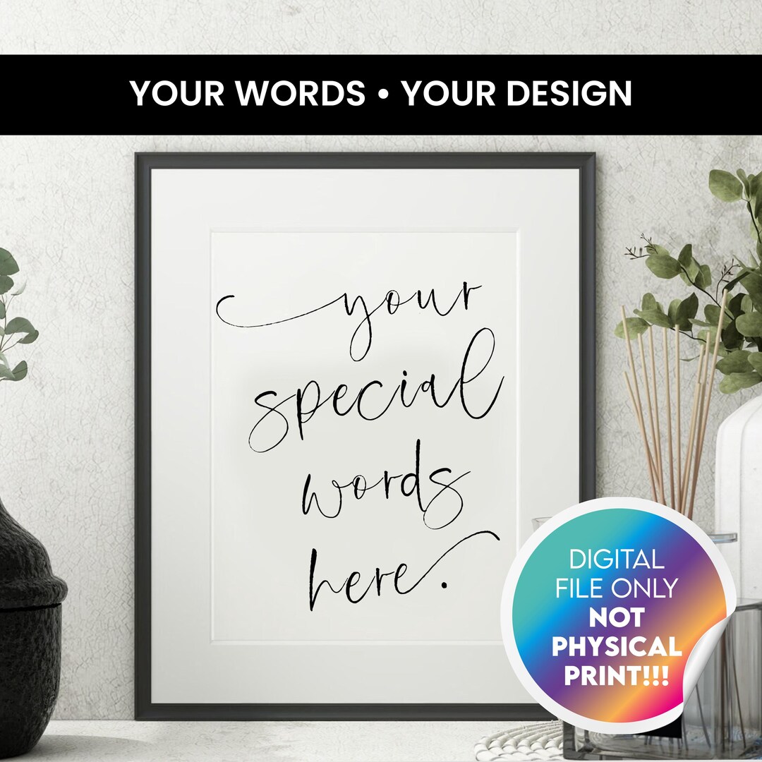 Personalised Quote Print, Custom Text Wall Art, Typography Poster ...