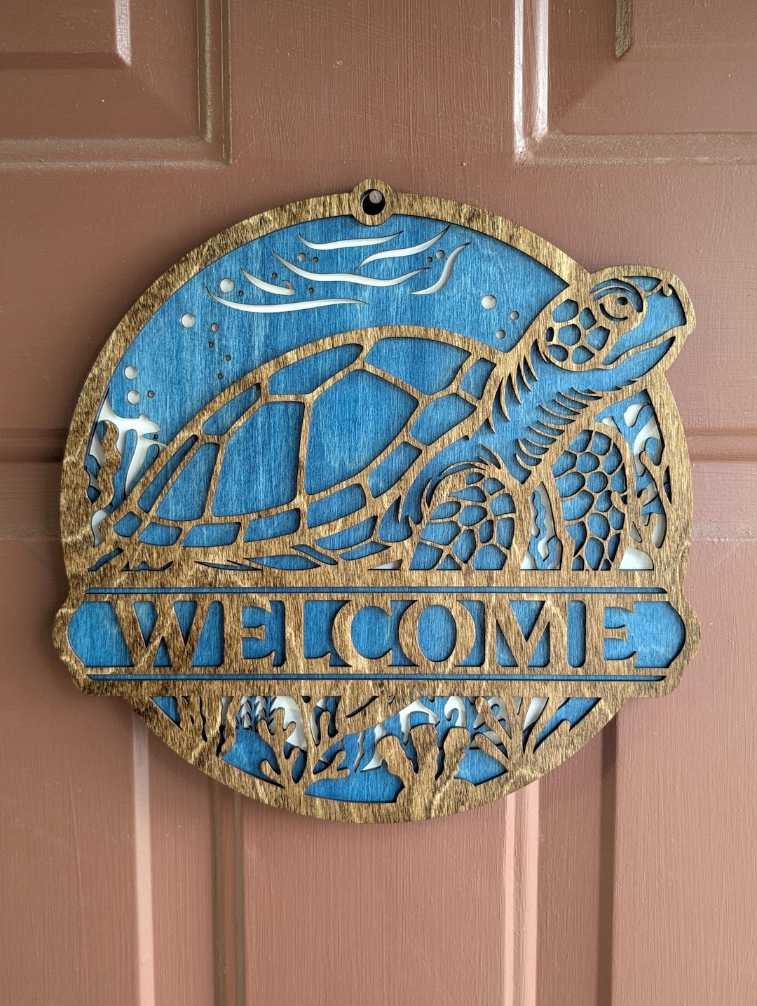 Sea Turtle Welcome Sign | Laser Cut Wood Beach House Decor - Etsy