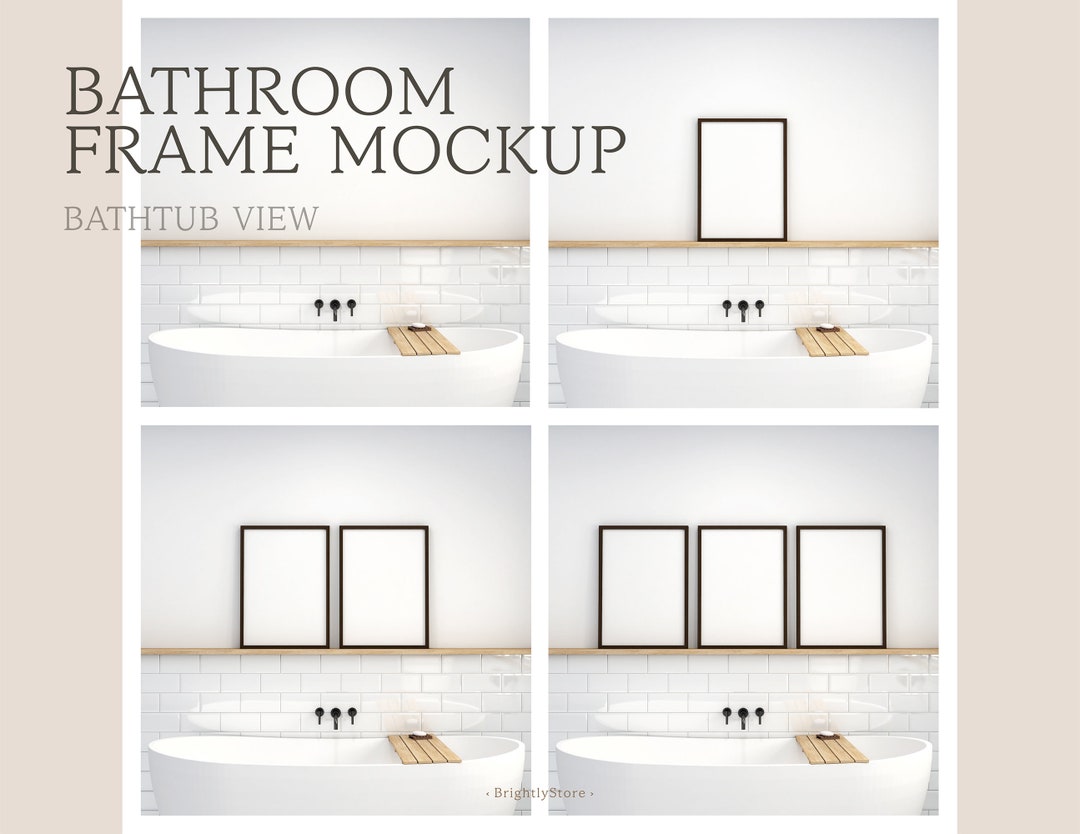 Bathtub Room Frame Mockup, Bathroom Poster Mockup Bundle, Set of 3 ...