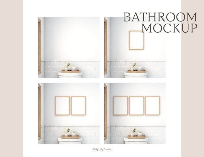 Bathroom Frame Mockup, Bathroom Poster Mockup, Frame Mockup Bundle ...