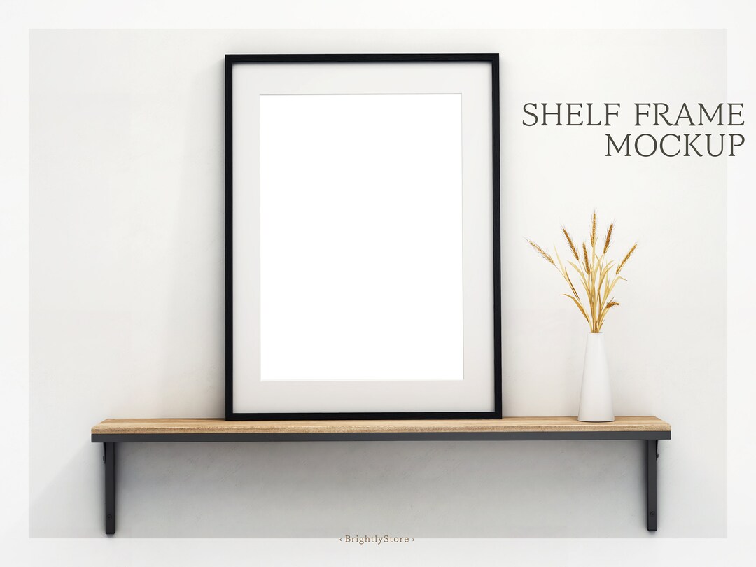 Vertical Frame Mockup, Shelf Frame Mockup, Living Room Mockup, Poster ...