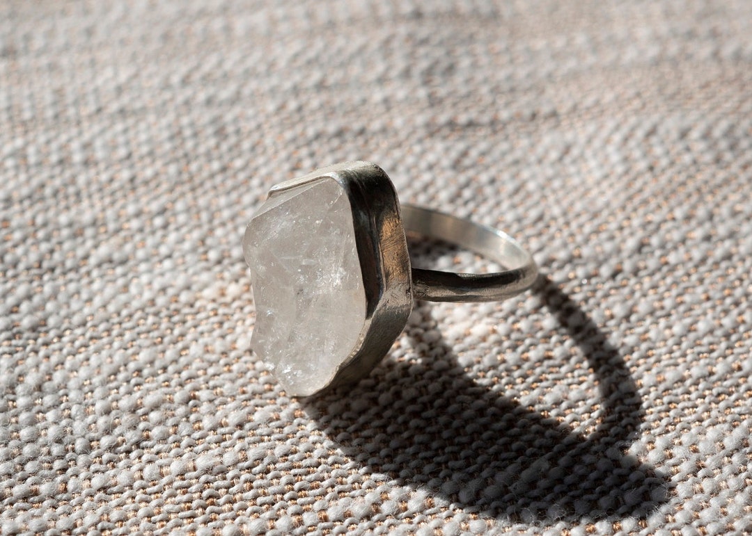 Payson Diamond Ring Raw Stone Ring Sterling Silver Minimal Ring Minimal ...
