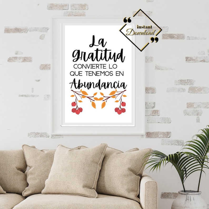 Gratitude Spanish Printable Art, Spanish Thanksgiving Print, Dia De ...
