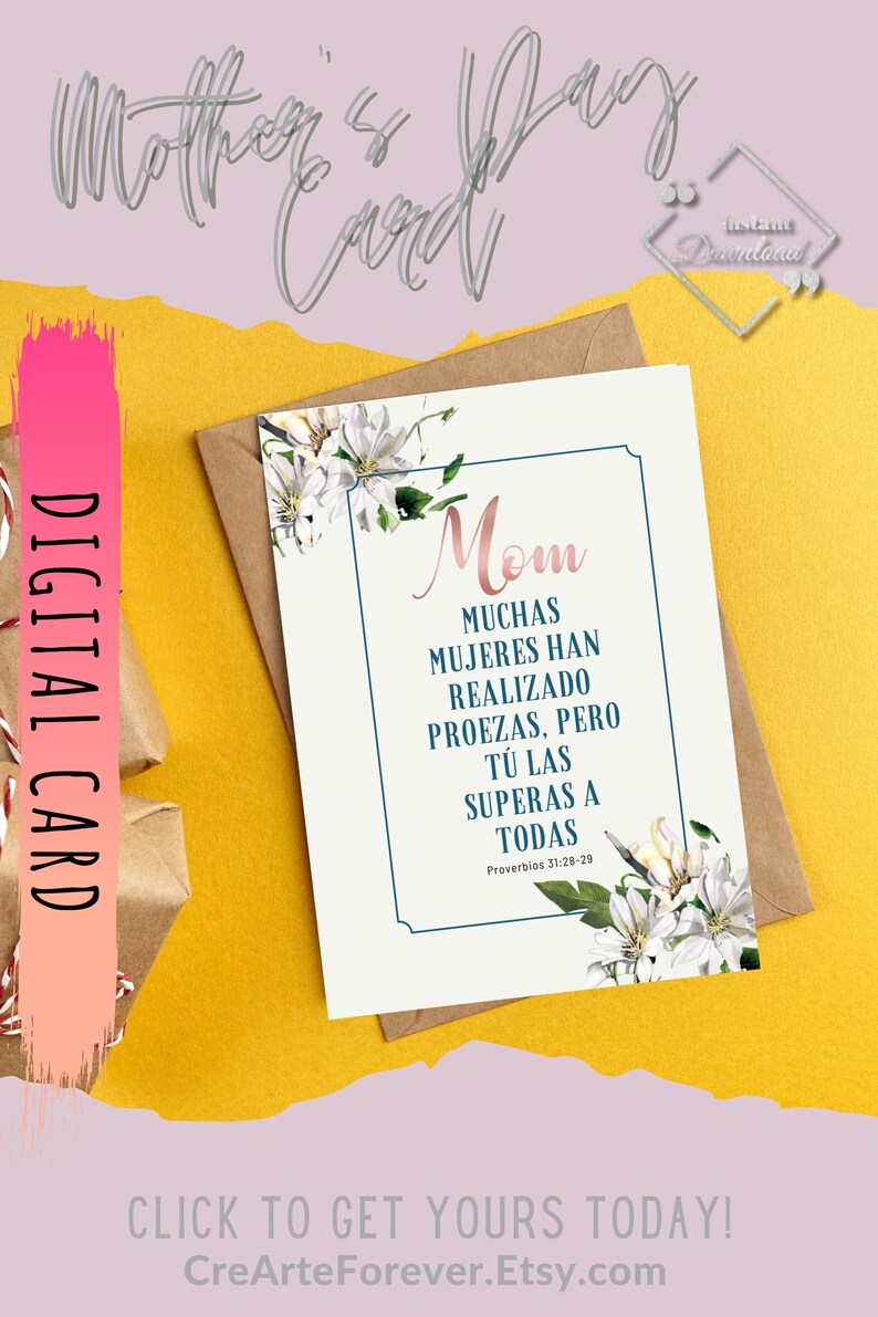 Happy Mother's Day Card, Día De La Madre, With a Bible Verse for Mom in ...