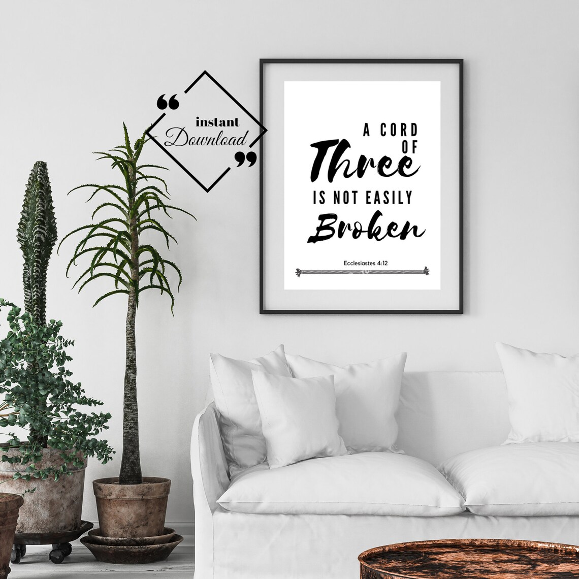 Printable Bible Verse A Cord of Three Strands is Not Easily - Etsy