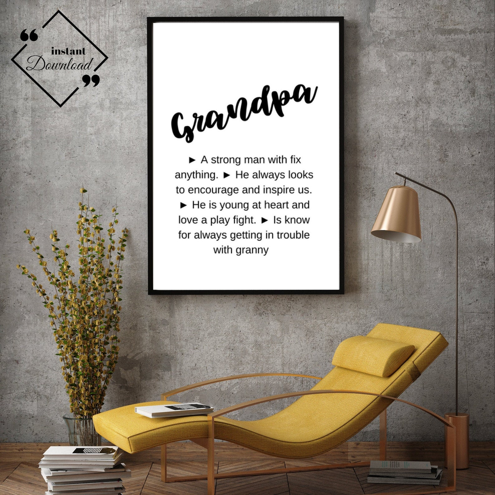 Grandpa Definition Gift Definitions Poster Gift for Grandad Grandad ...