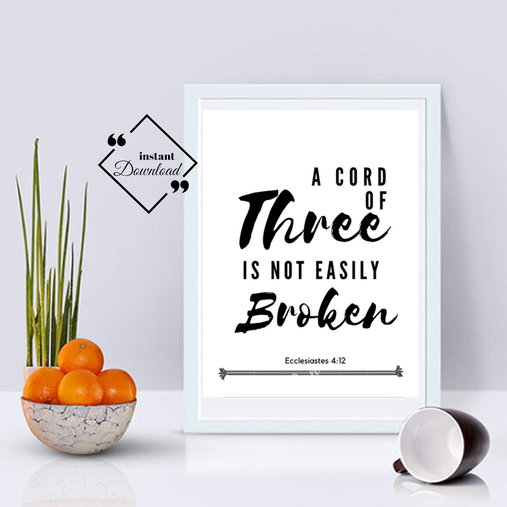 Printable Bible Verse A Cord of Three Strands is Not Easily - Etsy