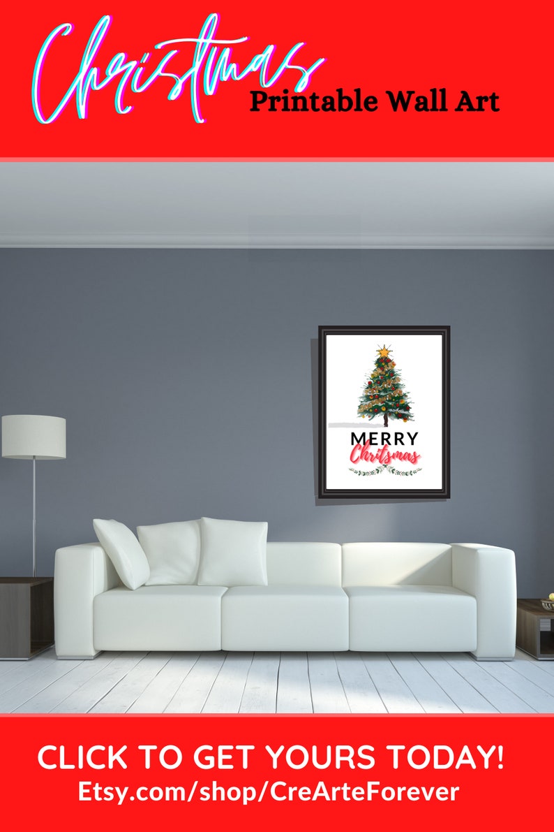Christmas Room Décor, Holiday Print, Merry Christmas Gift Instant, Xmas ...