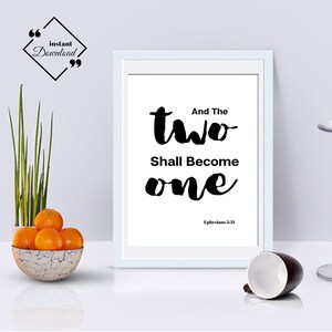 Bible Verses Printable | “and the Two Shall Become One” Ephesians 5:31 ...