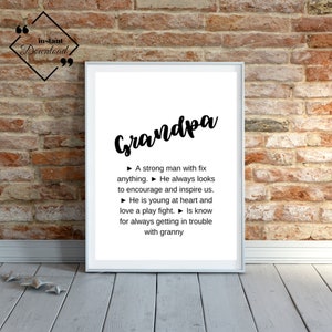 Grandpa Definition Gift Definitions Poster Gift for Grandad Grandad ...