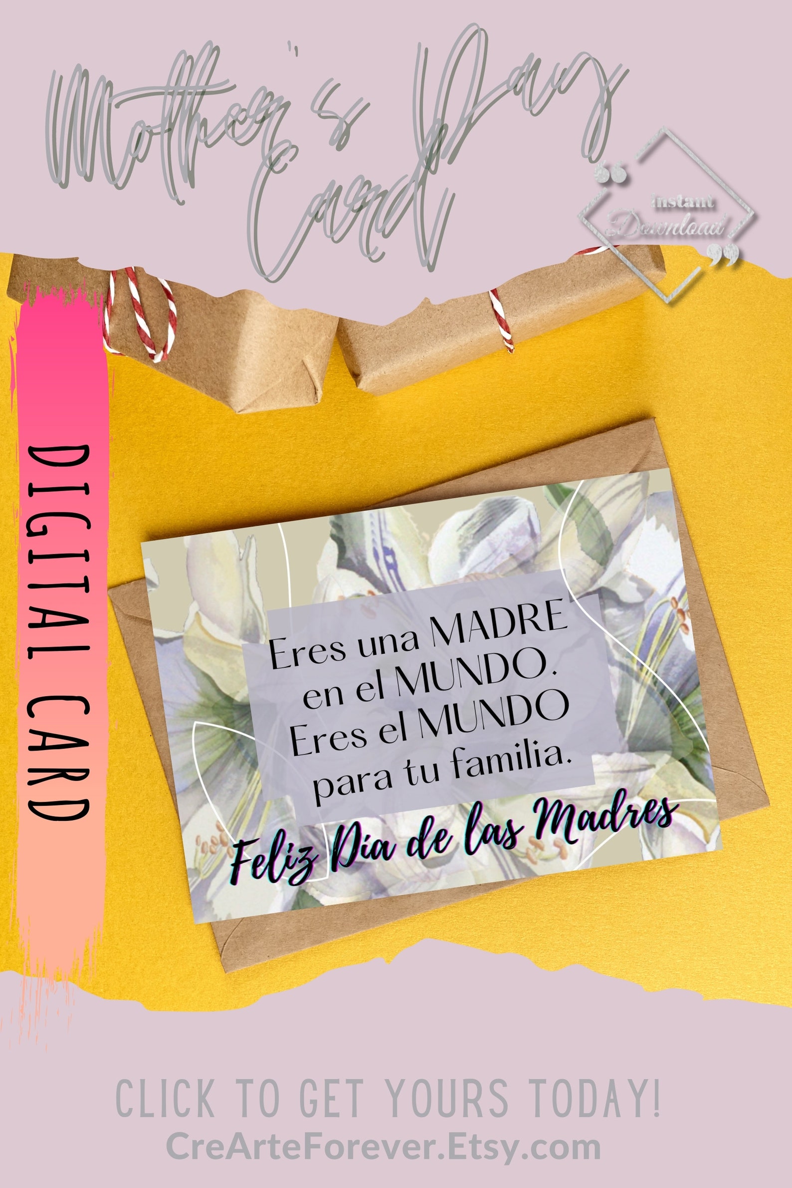 Feliz Día De Las Madres happy Mother's Day Card With - Etsy