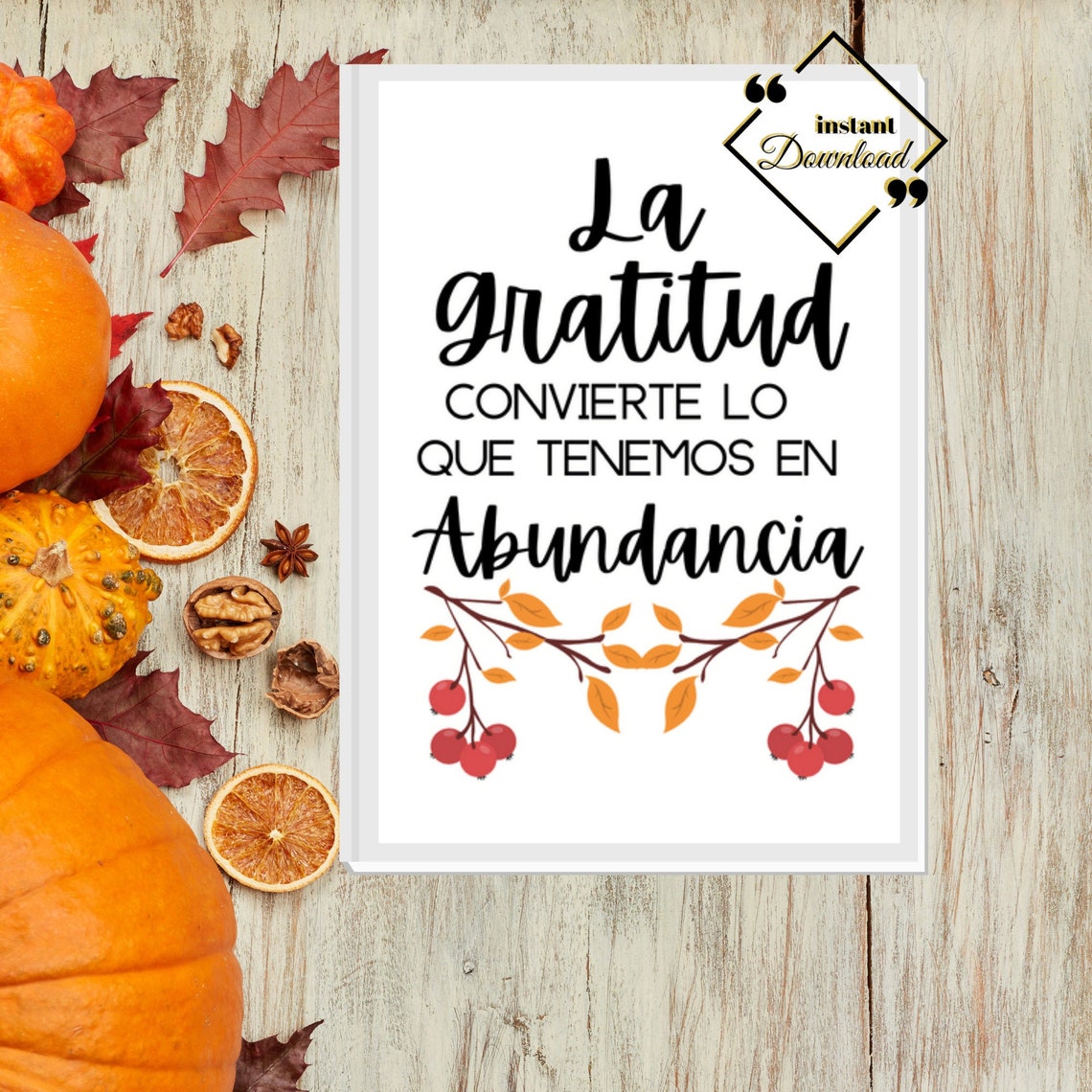 Gratitude Spanish Printable Art, Spanish Thanksgiving Print, Dia De ...