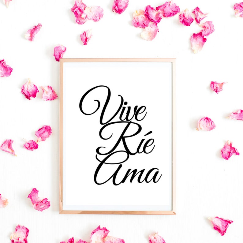 Inspirational Quotes in Spanish for Office Printable: Vive Ríe Ama ...