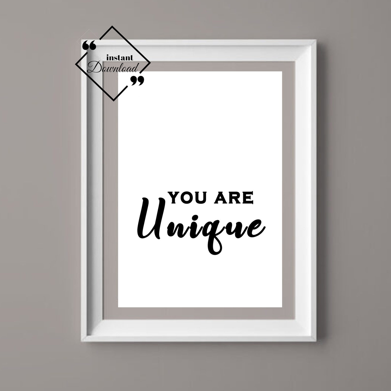 Trending Quote Motivating Wall Art You Are Unique Digital - Etsy
