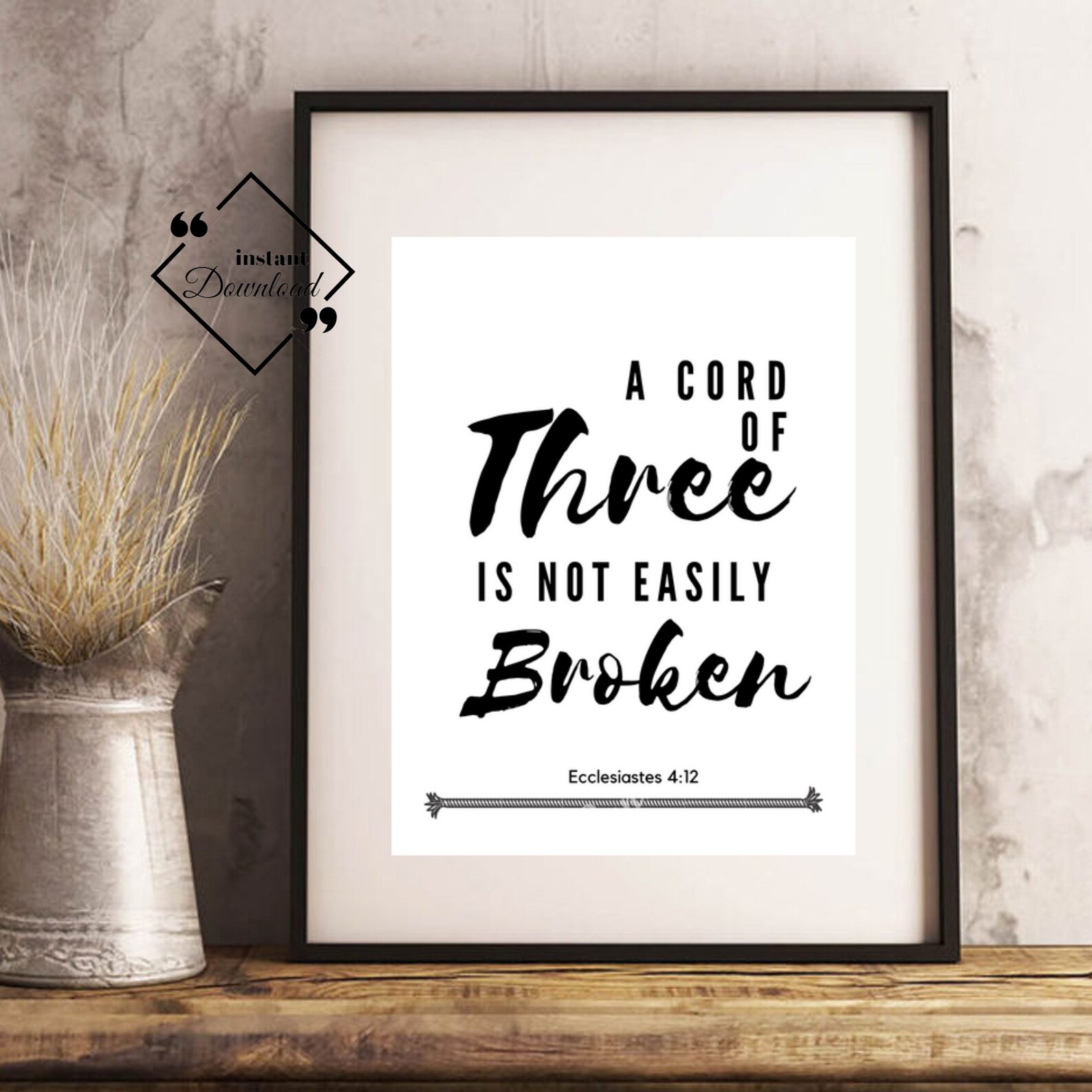 Printable Bible Verse A Cord of Three Strands is Not Easily - Etsy