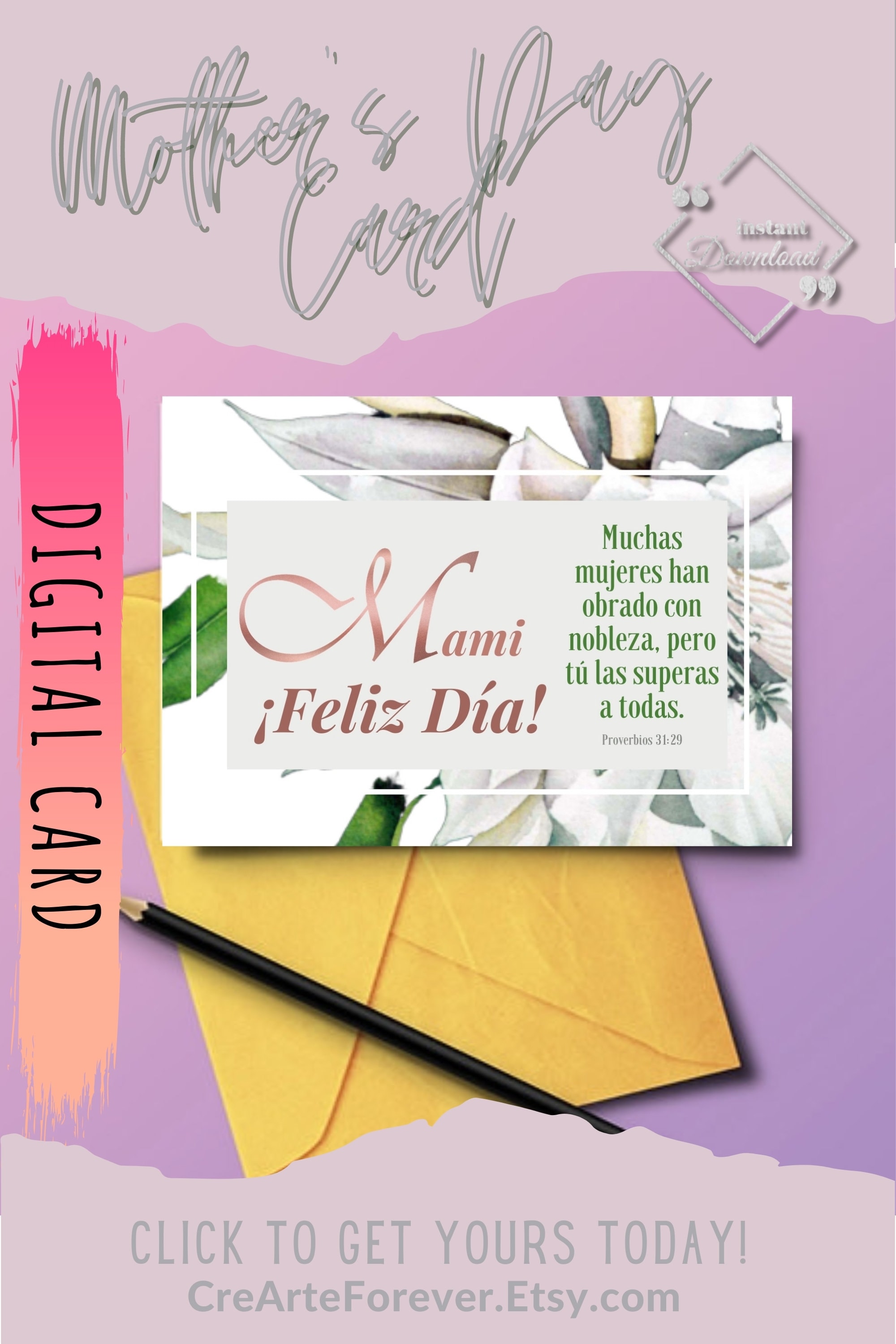 Printable Mami Card Mothers Day Spanish Bible Verse Cards for Mami ...