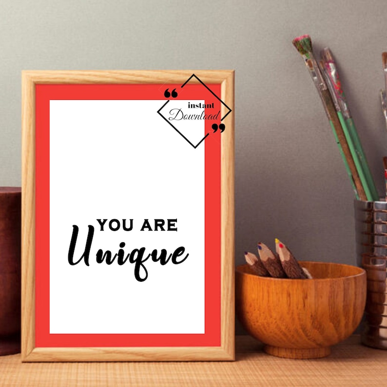 Trending Quote Motivating Wall Art You Are Unique Digital - Etsy