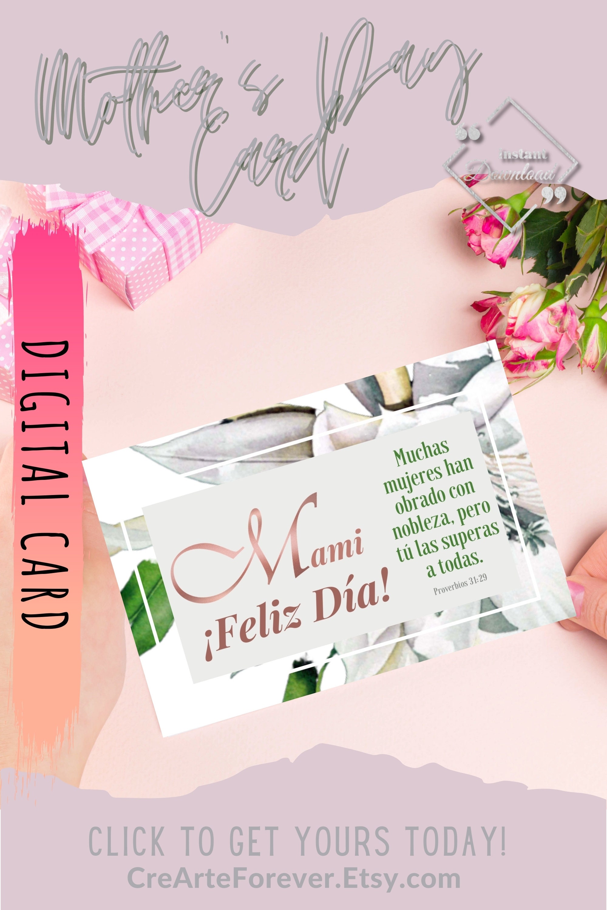 Printable Mami Card Mothers Day Spanish Bible Verse Cards for Mami ...