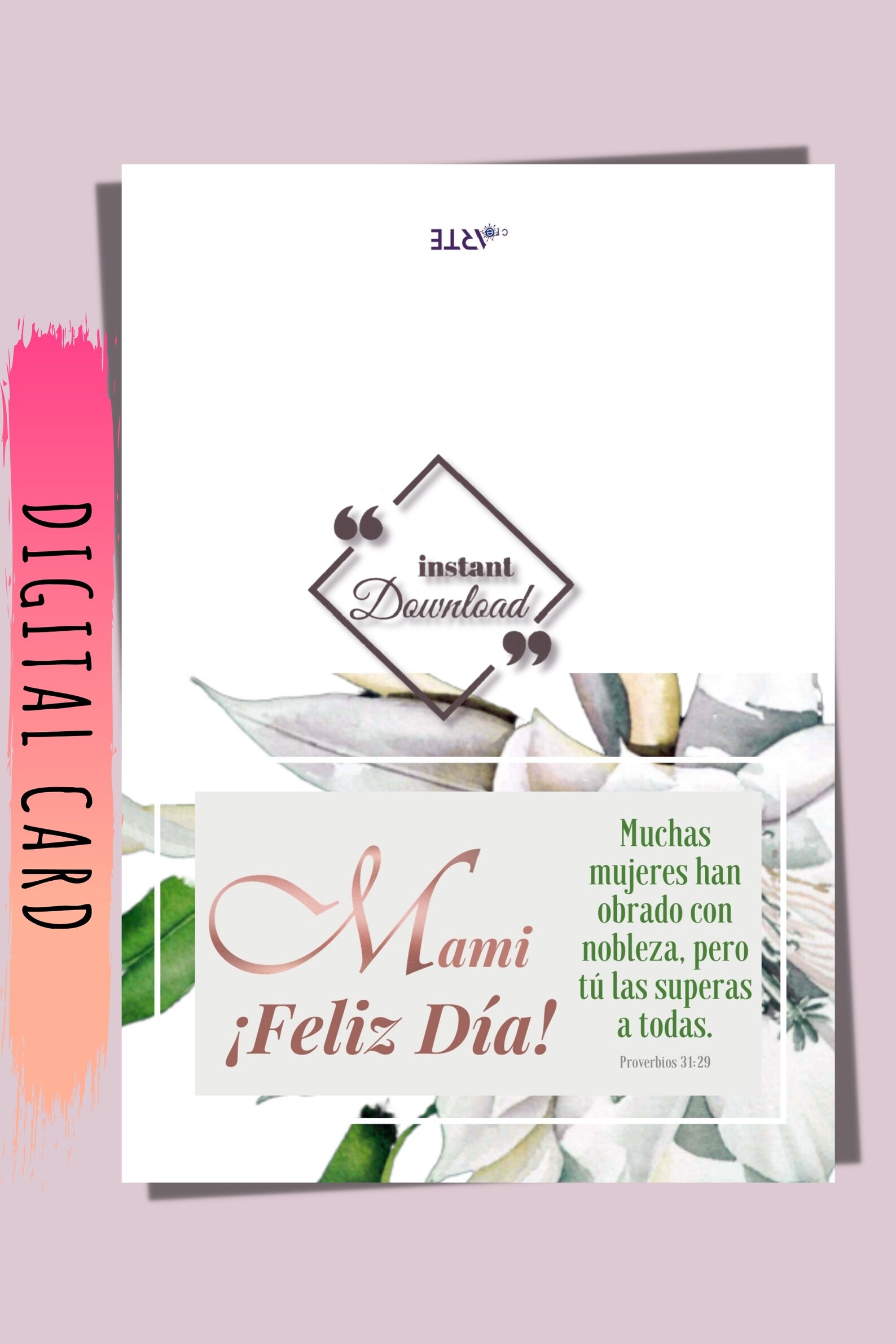 Printable Mami Card Mothers Day Spanish Bible Verse Cards for Mami ...