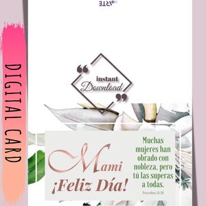 Printable Mami Card Mothers Day Spanish Bible Verse Cards for Mami ...