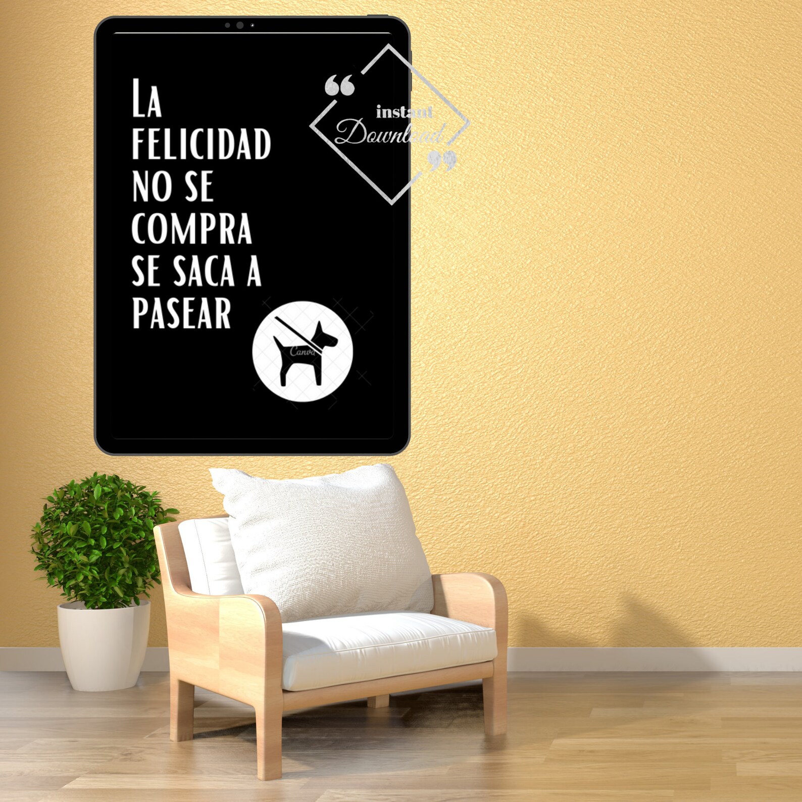 Printable Dog Art, Spanish Quote Gift Pet Lover, La Felicidad No ...