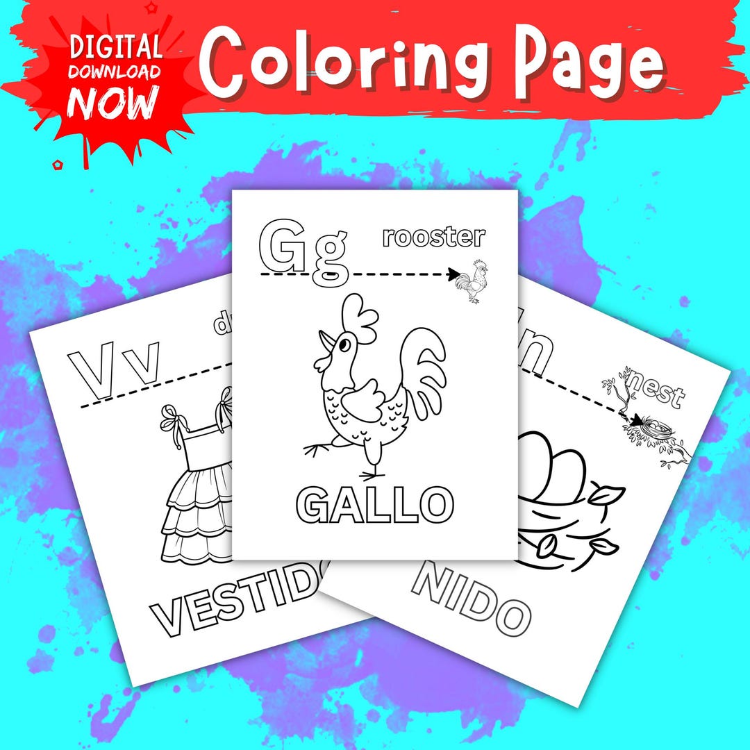Alphabet Coloring Page | Bilingual ABC Kids Activity Sheets | Spanish ...