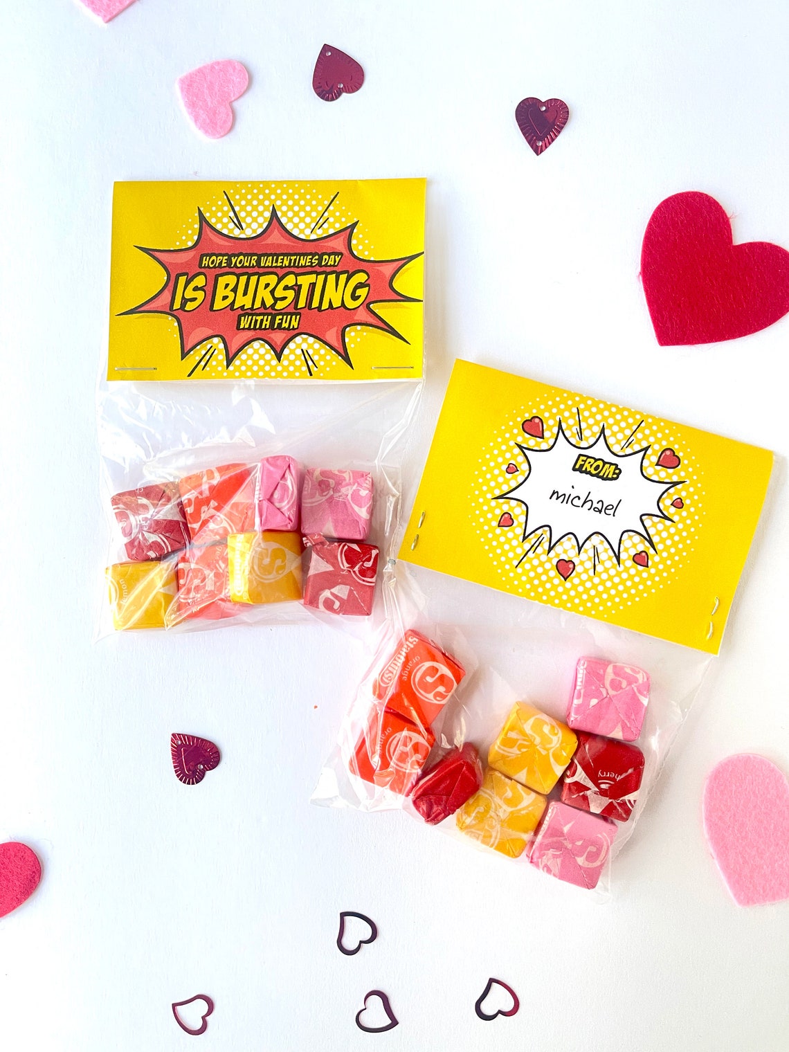 Valentine's Day Bag Topper & Card, Valentine's Candy Card, Starburst ...