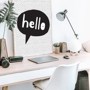 Hello Printable Art, Motivational Quote Print, Nursery Decor, Kids Room ...