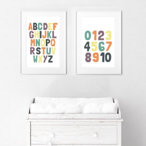 Alphabet Numbers Printable Art (set of 2), Nursery Decor, Kids Room ...