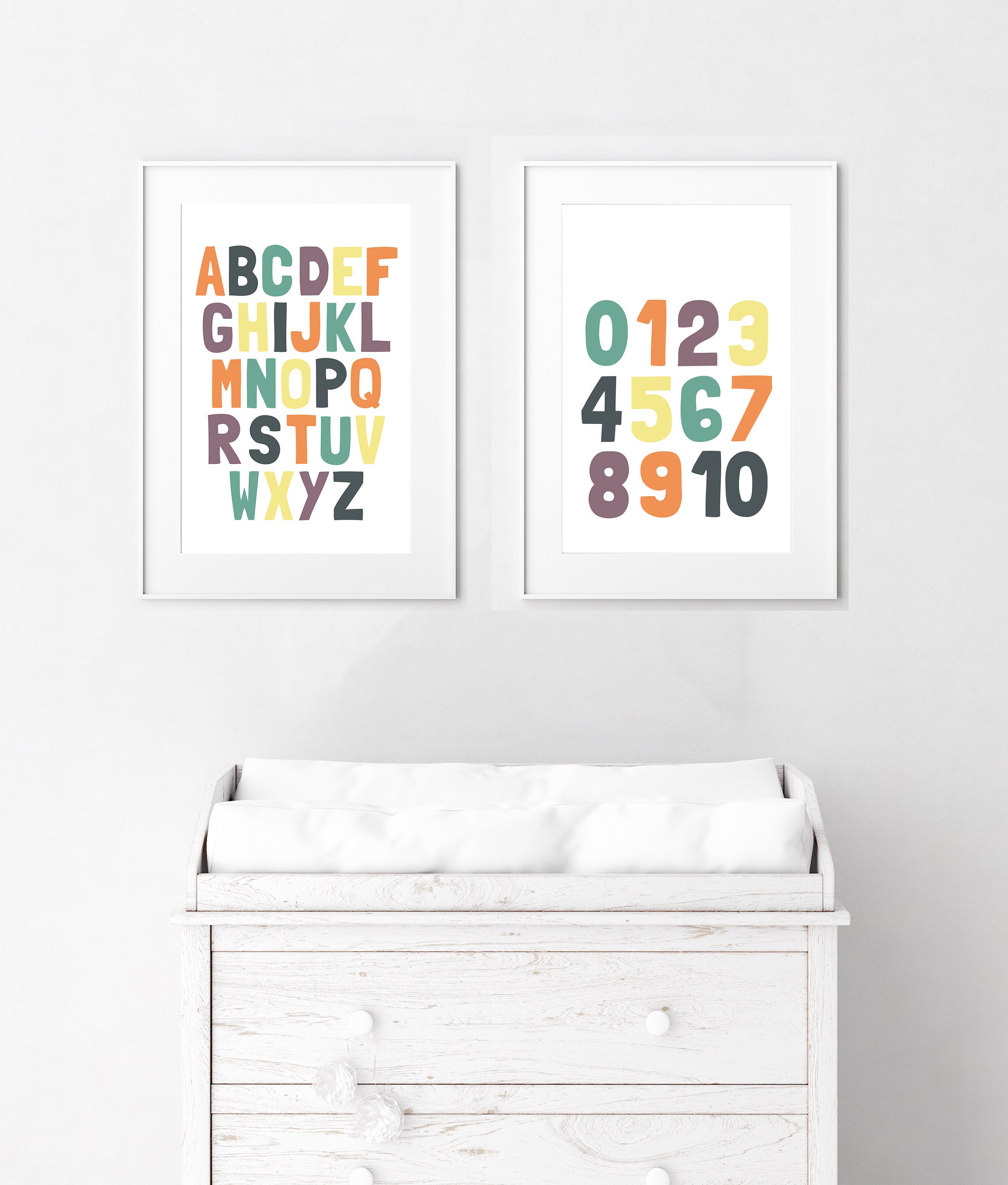 Alphabet Numbers Printable Art (set of 2), Nursery Decor, Kids Room ...