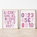 Alphabet Numbers Printable Art Pink set of 2, Nursery Decor, Kids Room ...
