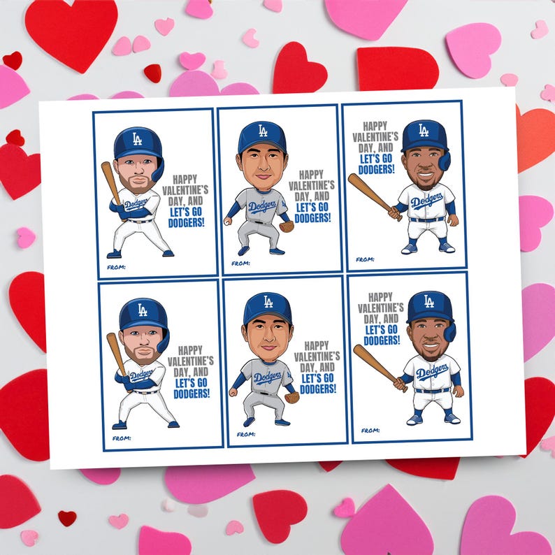 LA Dodgers-themed Valentine Cards - Non Candy Valentine, Printable ...