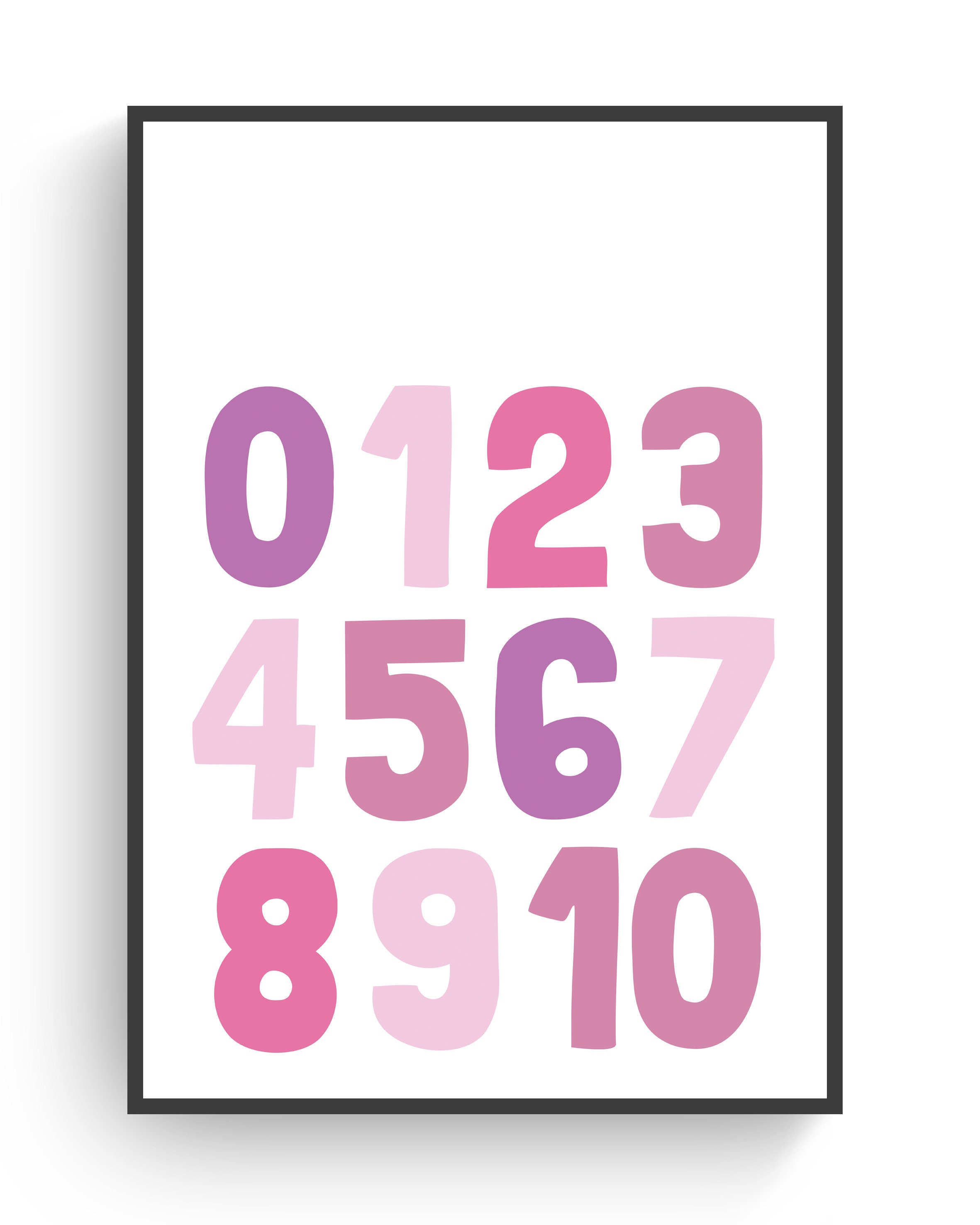 Alphabet Numbers Printable Art Pink set of 2, Nursery Decor, Kids Room ...
