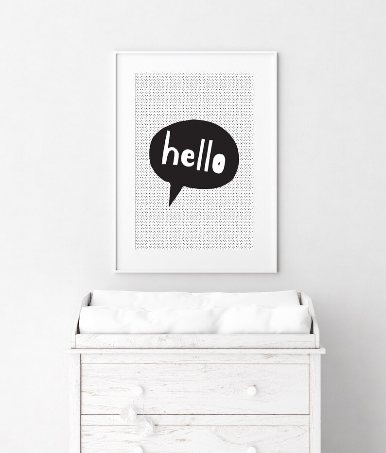 Hello Printable Art, Motivational Quote Print, Nursery Decor, Kids Room ...