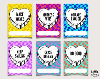 Positive Affirmation Valentines, Valentine Cards, Candy Hearts, Mental ...