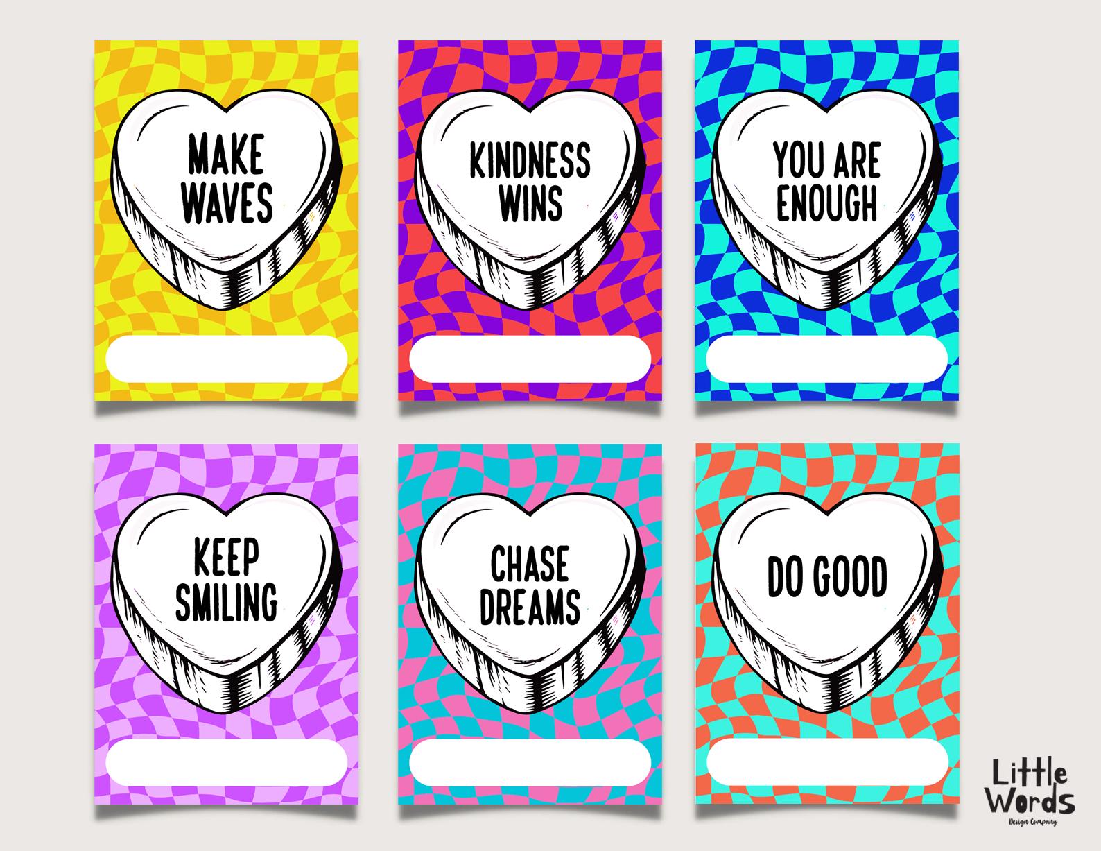 Positive Affirmation Valentines, Digital Valentine Cards, Candy Hearts ...