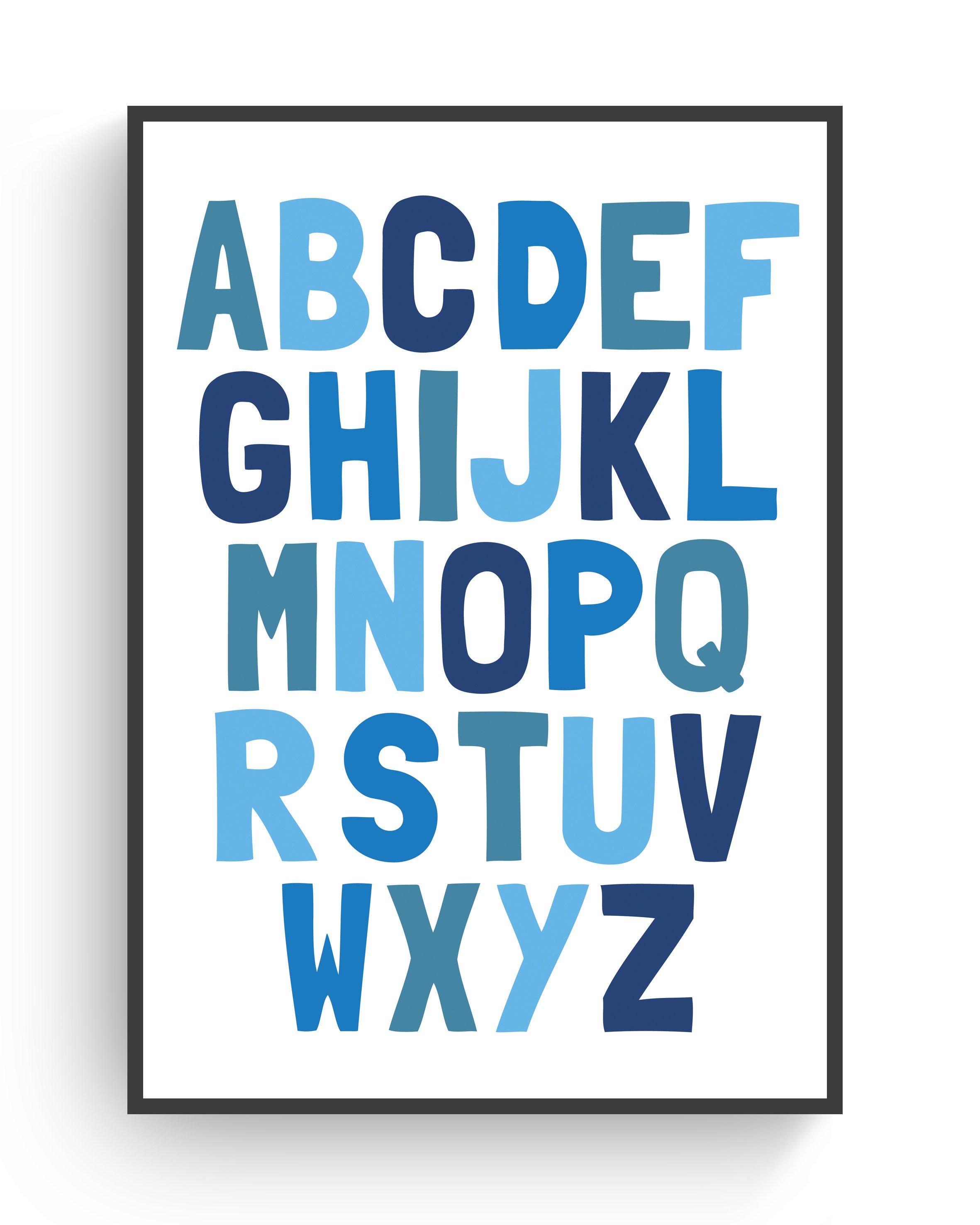 Alphabet Numbers Printable Art Blue set of 2 Nursery Decor - Etsy