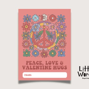 Retro Valentine Cards Hippie Valentine Cards Printable Groovy School ...
