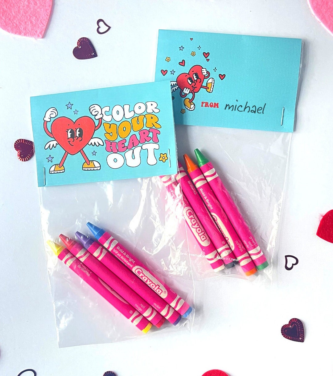 Valentine's Day Bag Topper, Valentine's Day Crayon Card Topper, Non ...
